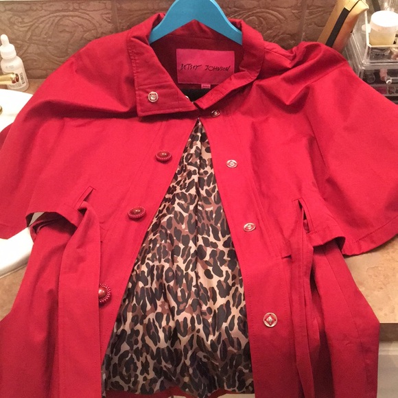 Betsey Johnson | Jackets & Coats | Betsey Johnson Red Caplet | Poshmark